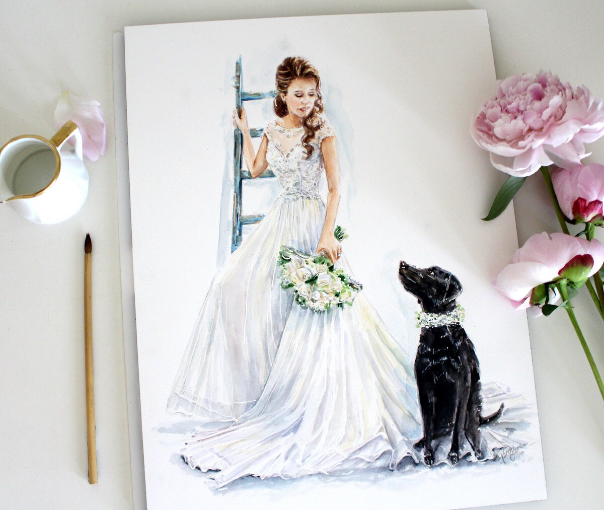 Bridal Portrait/ Wedding Painting / Custom Bride Painting/ | Etsy