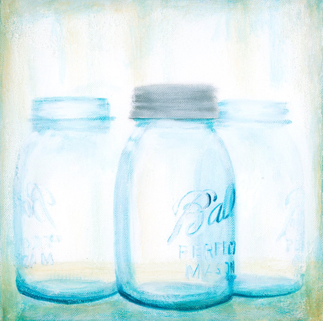 Ball Jar Painting,10x10,ball Jars 2,giclee Print, Mason Jars,square ...