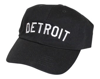 Detroit Black Leather Baseball Cap - Etsy