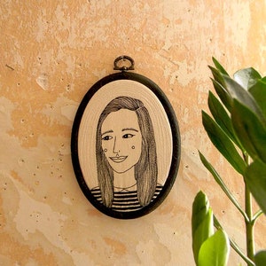 Custom Embroidey Portrait, Custom Girfriend Portrait Birthday ...