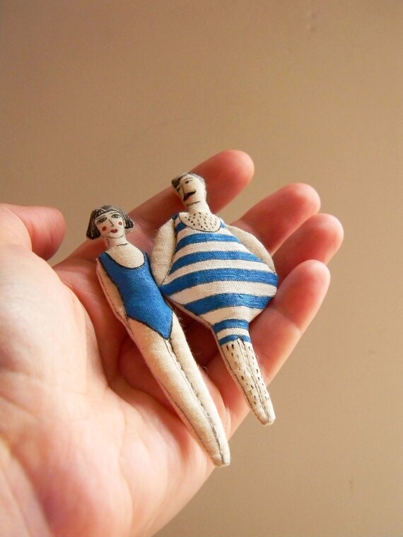 Swimmer Brooch Hand Made Textile Brooch Sea Lovers Gift | Etsy