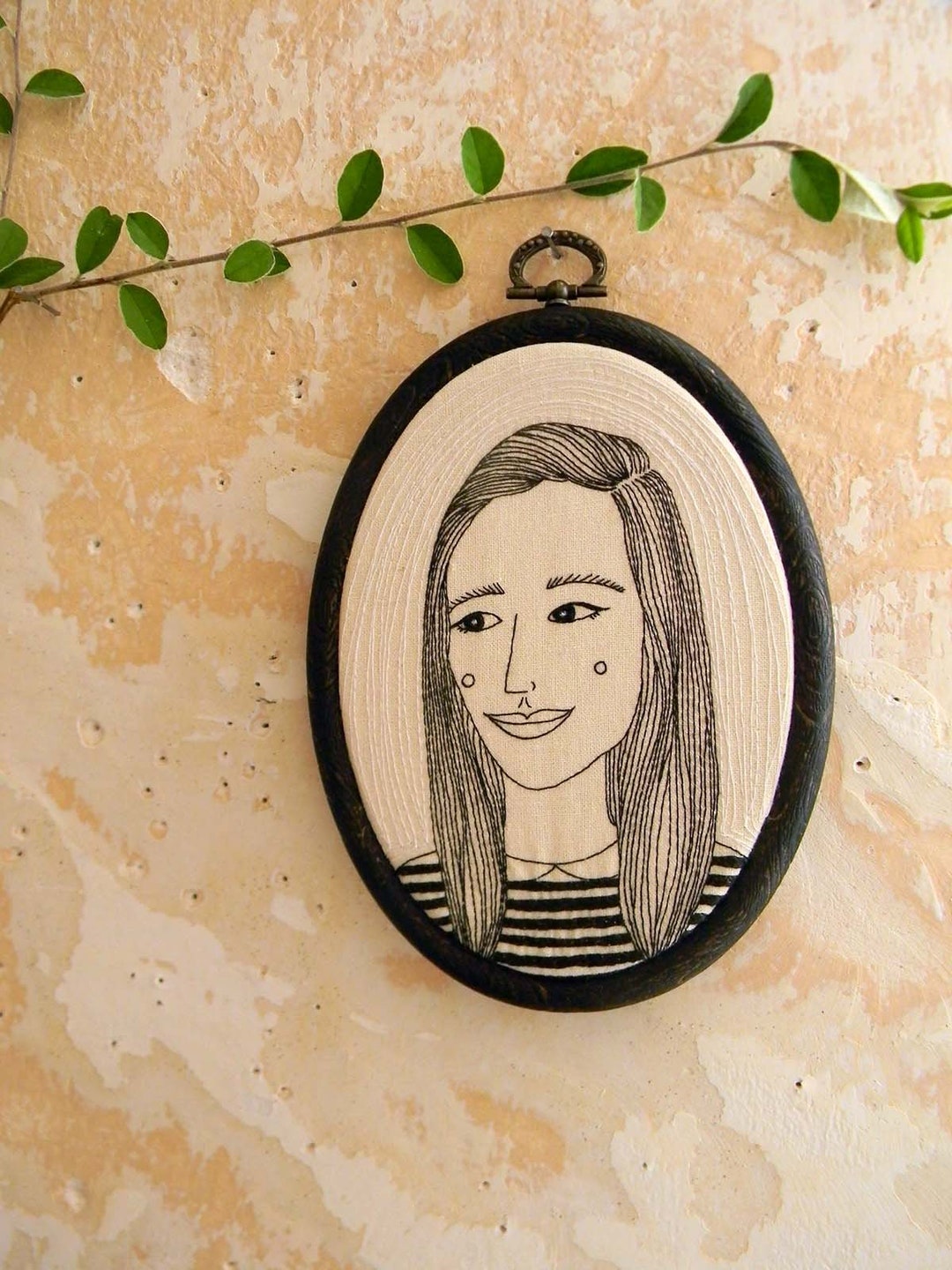 Custom Embroidey Portrait, Custom Girfriend Portrait Birthday ...
