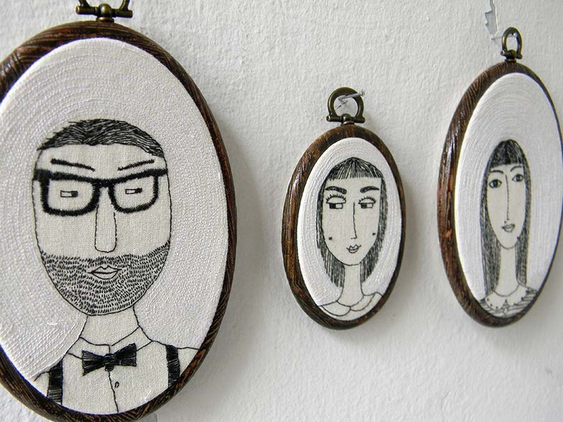 Custom Embroidery Family Portrait Personalized Portraits | Etsy