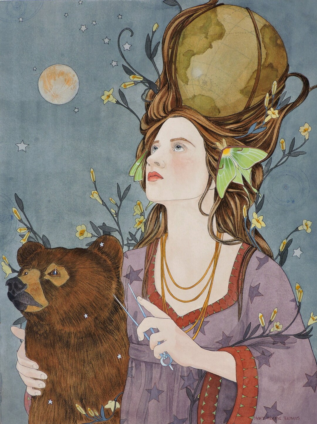Ursa and Urania- Limited Edition Print of Original Mixed Media Painting ...