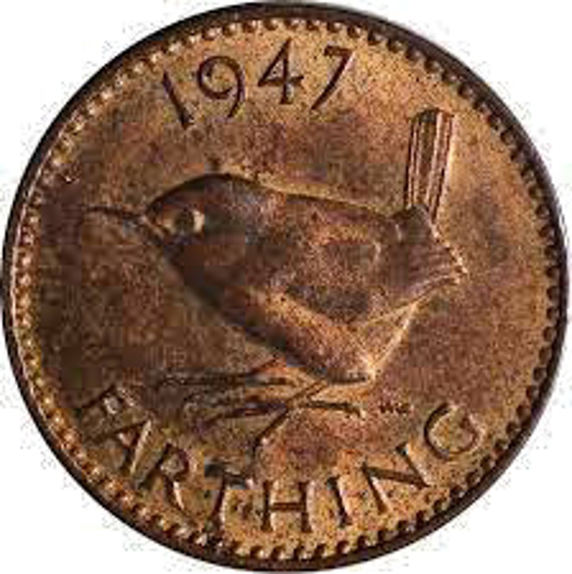 Vintage Farthing Coin - Wren Copper Coin - England Farthing - Wren Coin ...