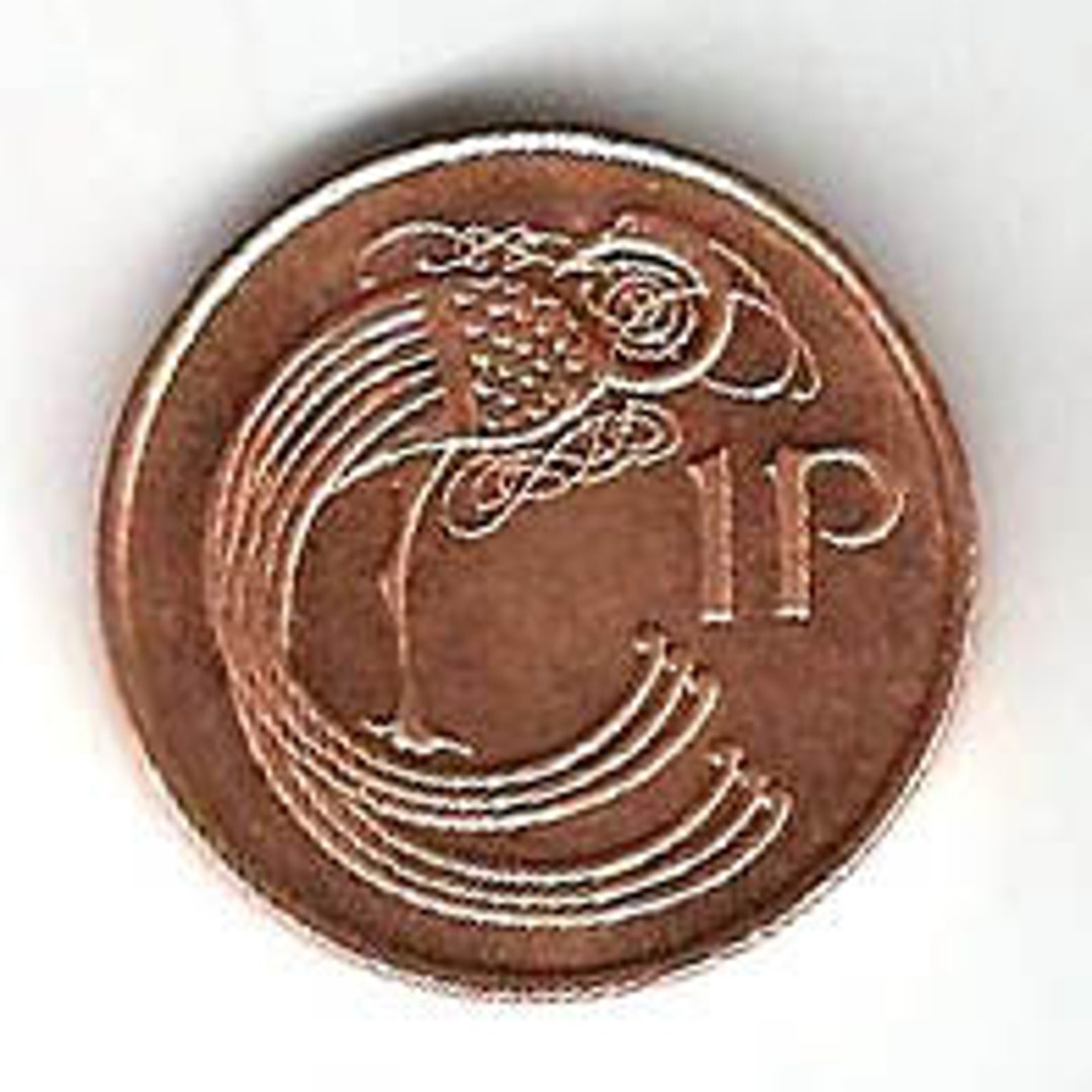 Irish Penny Coin: Celtic Bird Design, Harp - Etsy