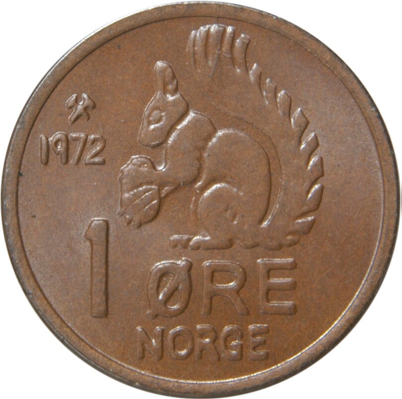 Norway Vintage Squirrel Coin, Copper 1 Ore. Squirrel With Nut. Monogram ...