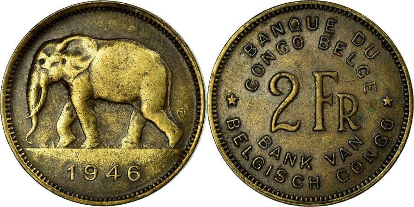 Elephant Coin. Antique Rare Elephant Coins From Belgian Congo. Brass ...
