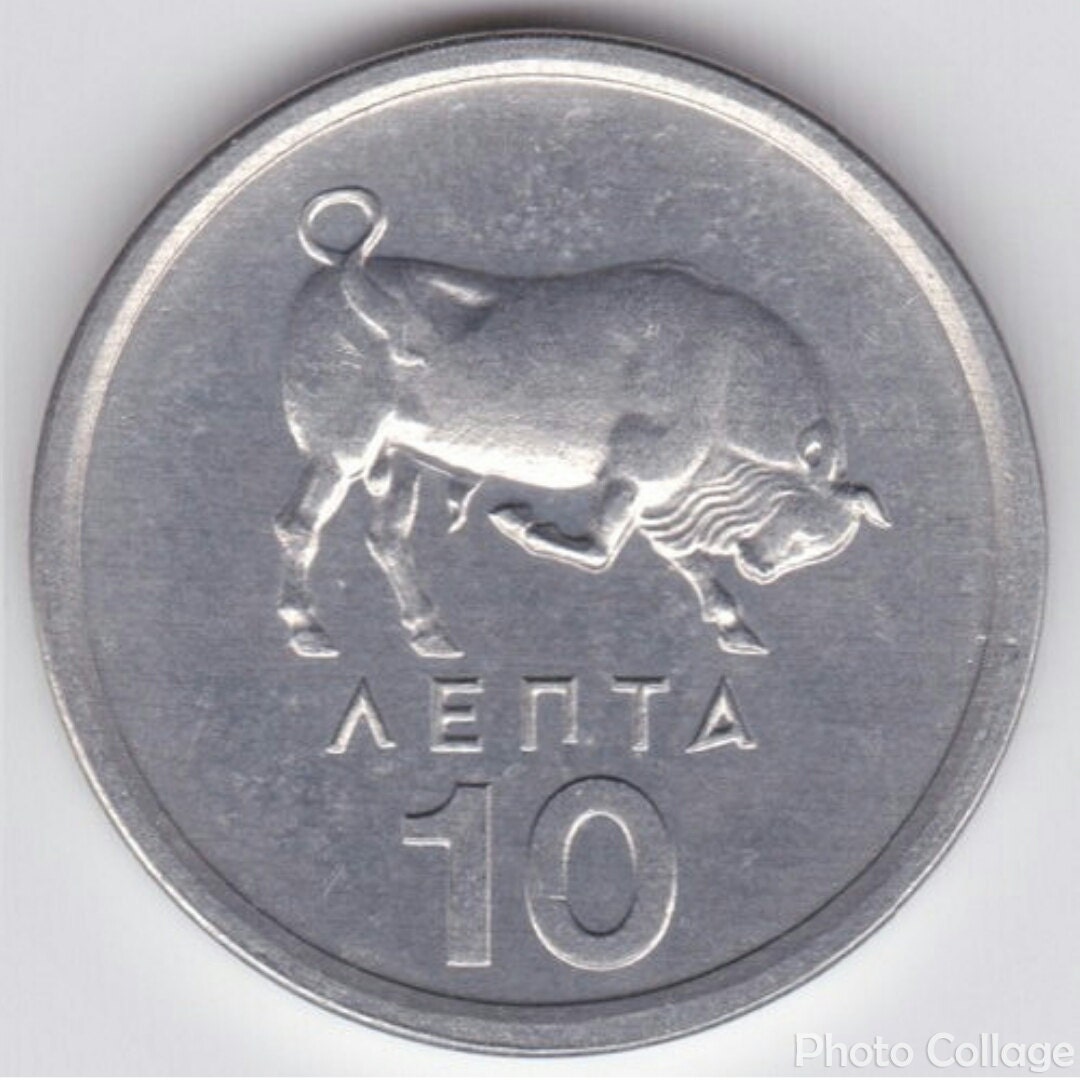 Greek Bull Coin Taurus Charging Bull Greece 10 Lepta - Etsy
