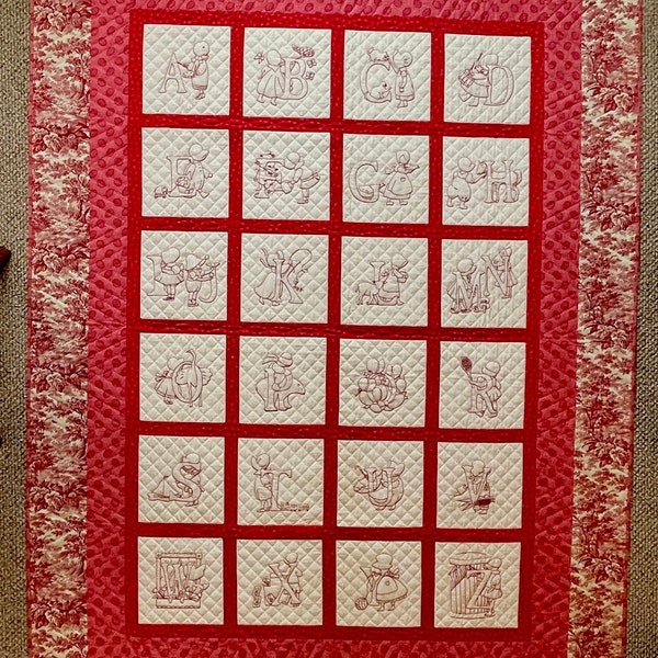 Redwork Quilt - Etsy
