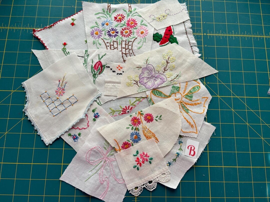 Vintage Embroidery, Snippets and More Crafting Lot B - Etsy