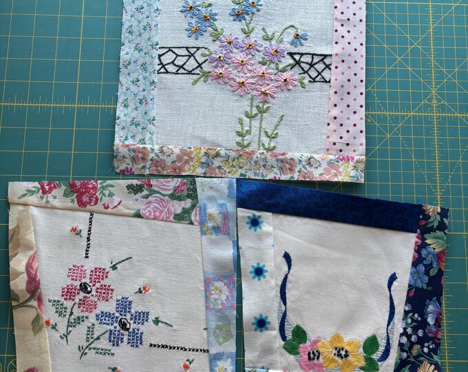Vintage Snippet Block Quilt, Bundle Lace Button, Trim, Needle Book Slow ...
