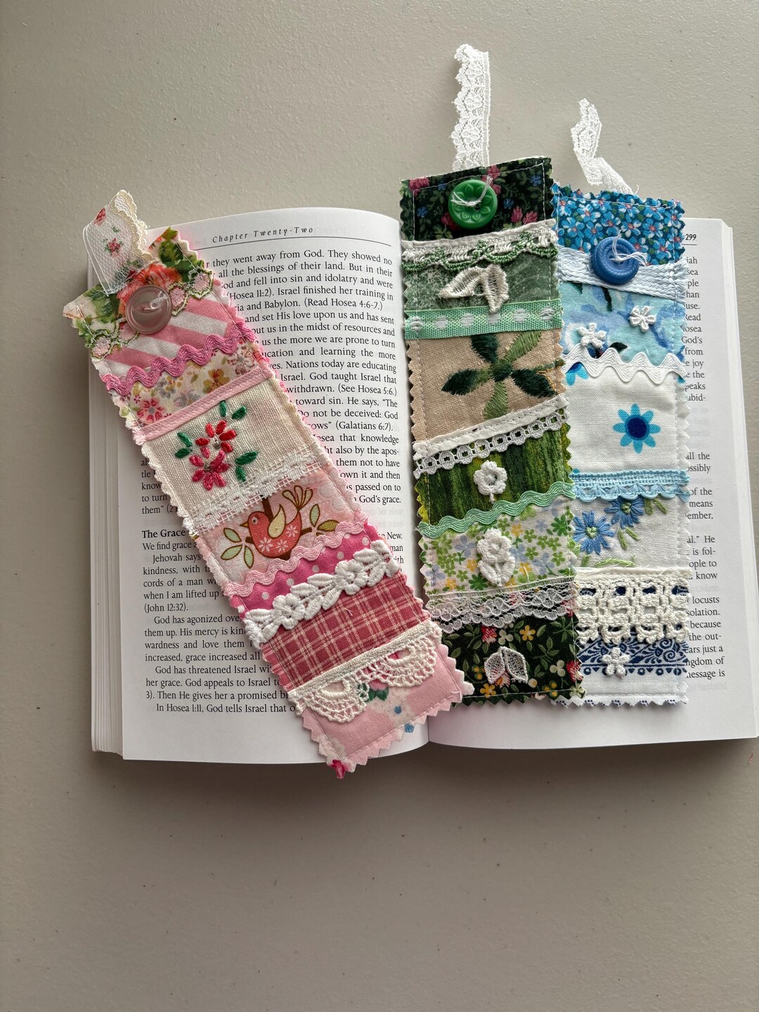 3 Handmade Bookmarks. Made of Linen,lace, Doilies Etc Free Shipping Lot ...
