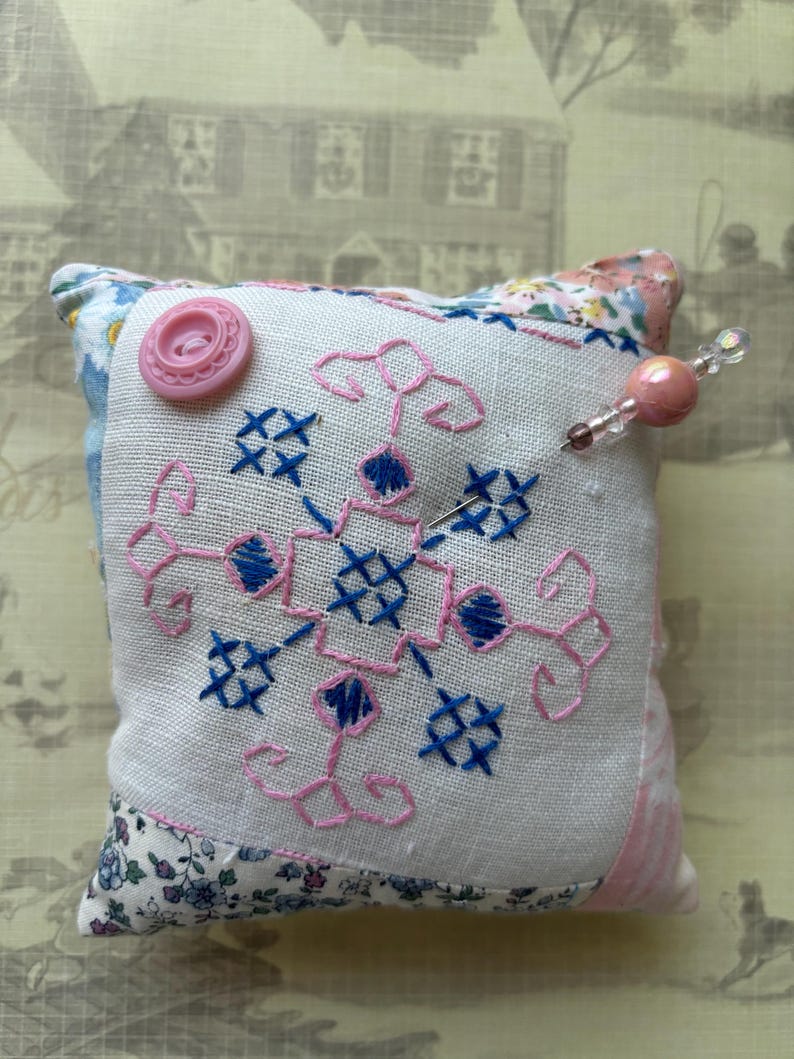 3 Handcrafted, Pin Cushions Made From Vintage Embroidered Linens ...