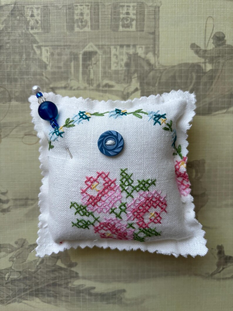 3 Handcrafted, Pin Cushions Made From Vintage Embroidered Linens ...