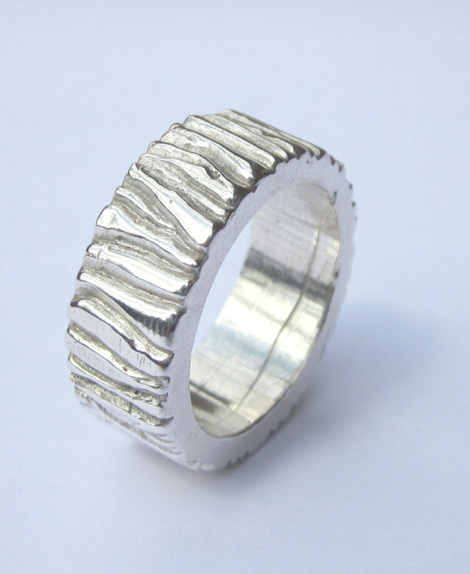 Solid, Chunky Textured Silver Ring, Contemporary Scandinavian Design ...