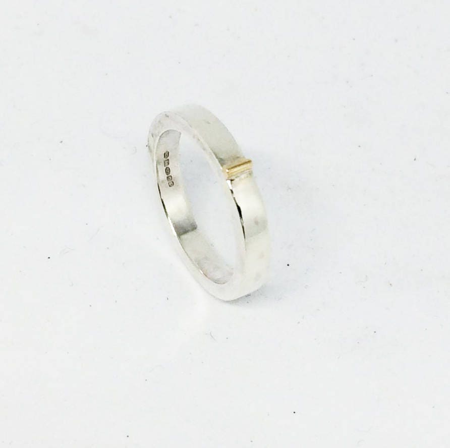 Gold and Silver Ring, Minimalist Style Ring, Contemporary Gold Stripe ...