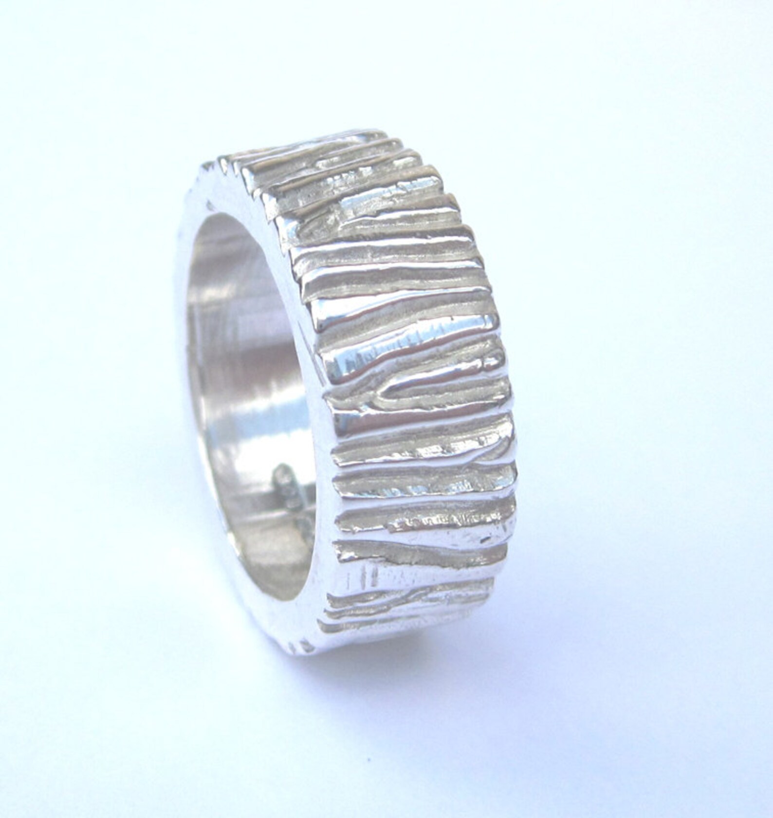 Solid, Chunky Textured Silver Ring, Contemporary Scandinavian Design ...