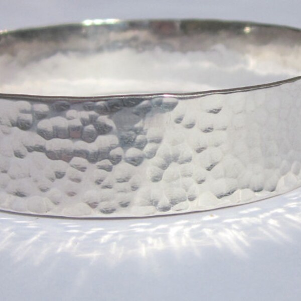 Wide Silver Bangle - Etsy