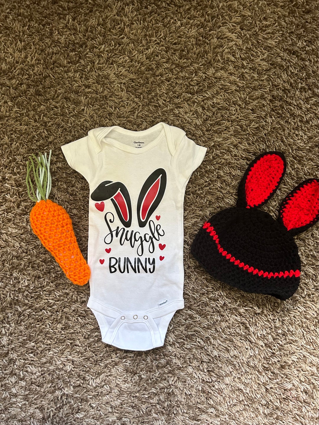 Bunny/rabbit Baby Set ("snuggle Bunny" Onsie, Hat, Carrot) - Etsy