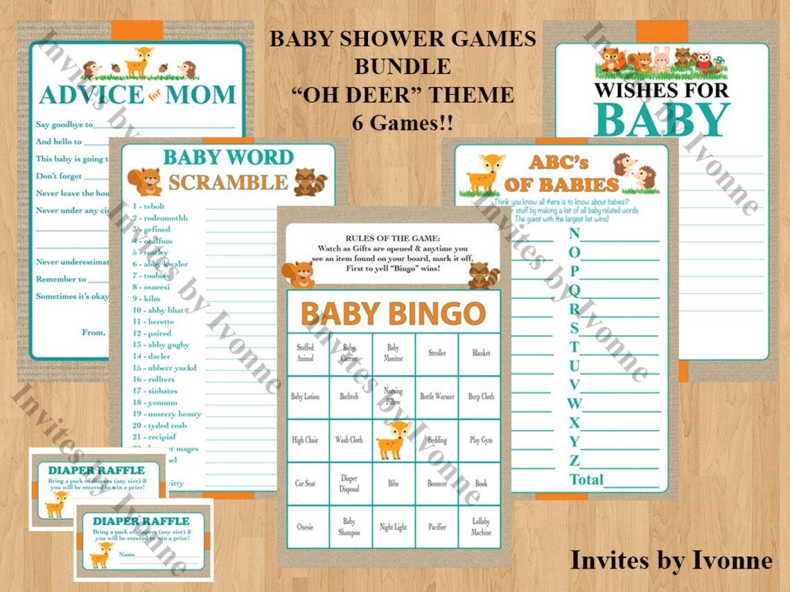 Baby Shower Games Bundle oh Deer Theme: 6 - Etsy