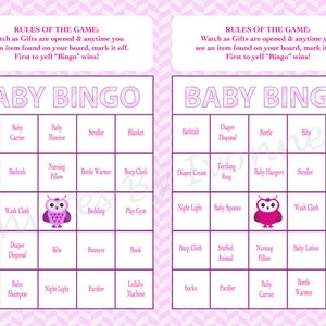 Baby Shower BINGO Game Owl Theme INSTANT DOWNLOAD Boy or Girl Set of 40 ...