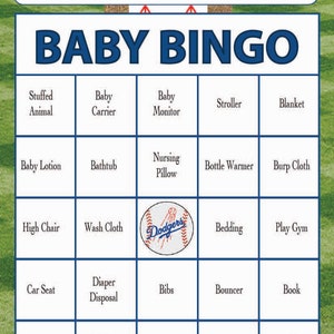 Baby Shower Bingo Game BASEBALL Theme _instant Digital Download_set of ...