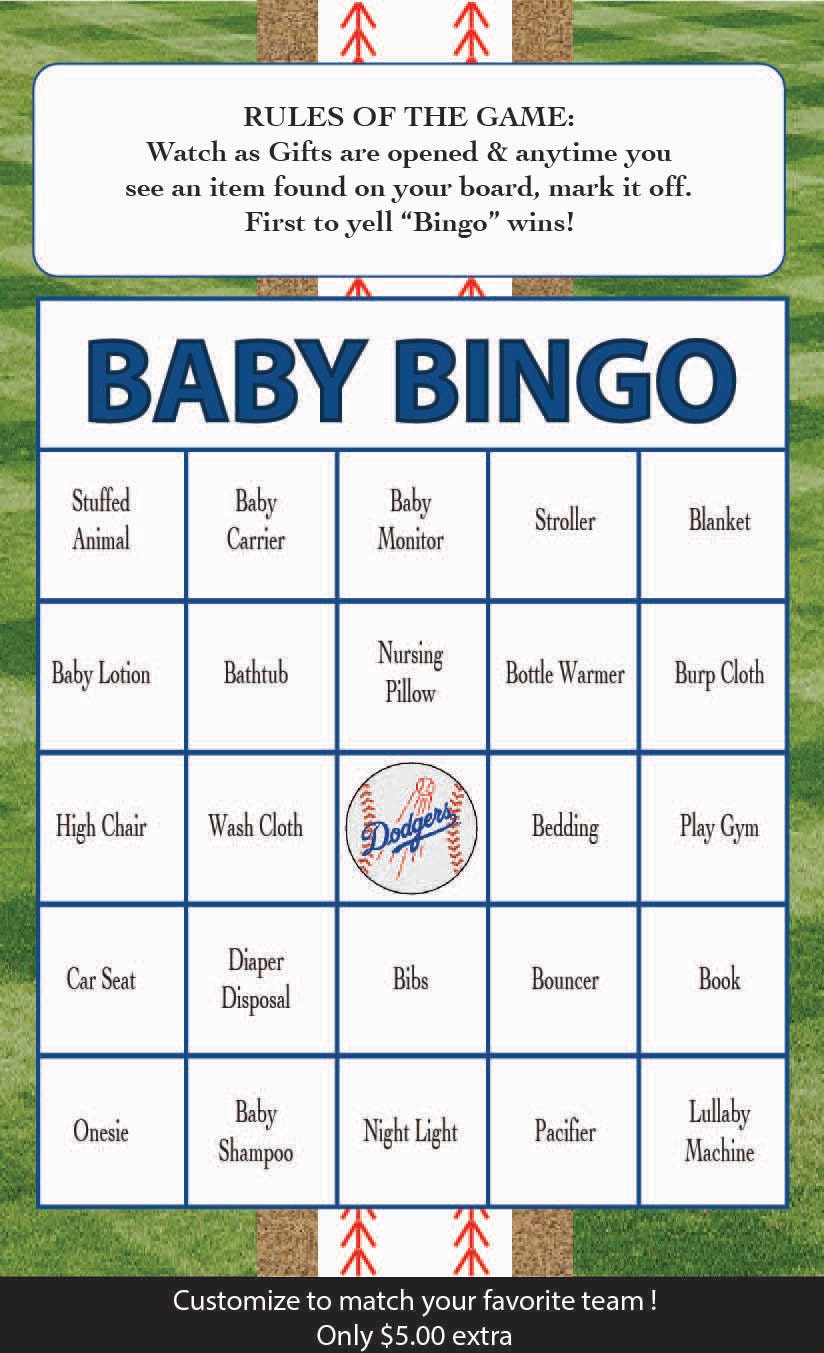 Baby Shower Bingo Game BASEBALL Theme _instant Digital Download_set of ...