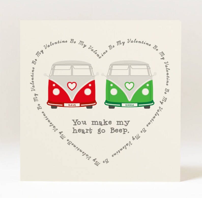 Personalised Love Campervan Greeting Card For Valentines Day 145mm
