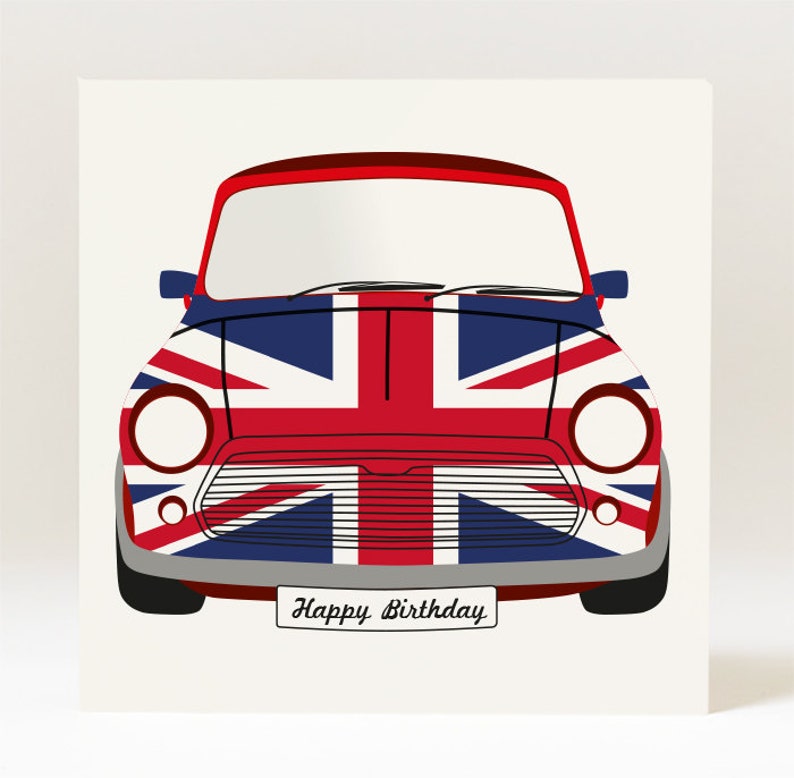 Handmade Mini Cooper Union Jack Birthday Card for Dad, Uncle, Brother ...