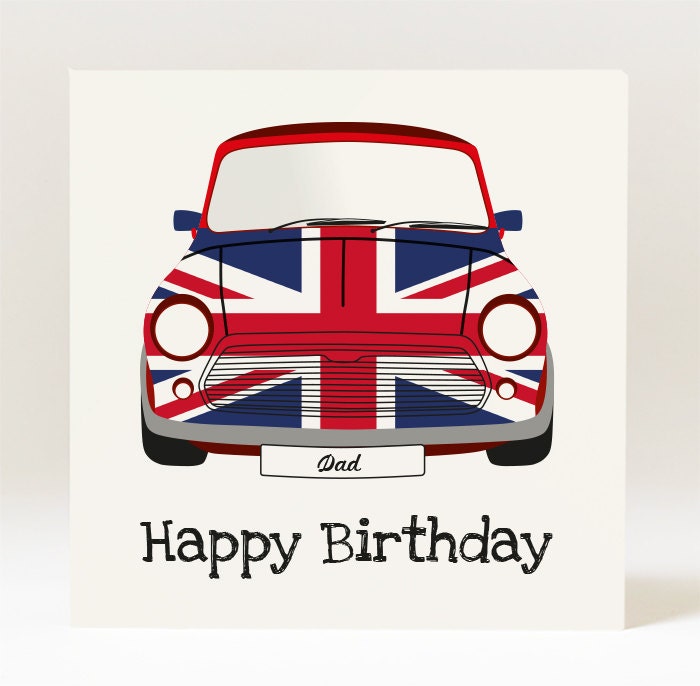 Handmade Mini Cooper Union Jack Birthday Card for Dad, Uncle, Brother ...