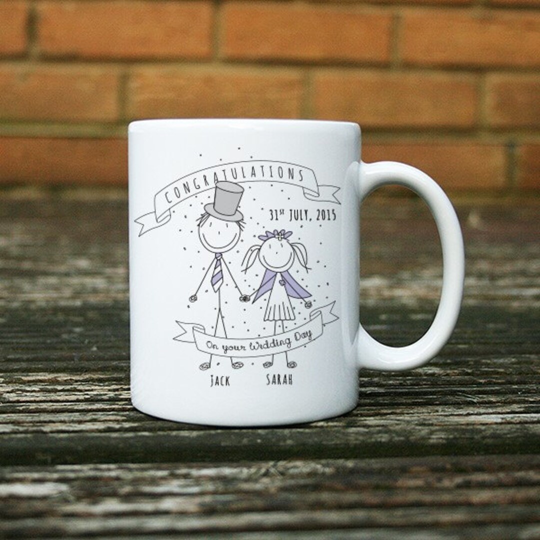 Personalised Bride and Groom Wedding Day Ceramic Mug - Etsy UK