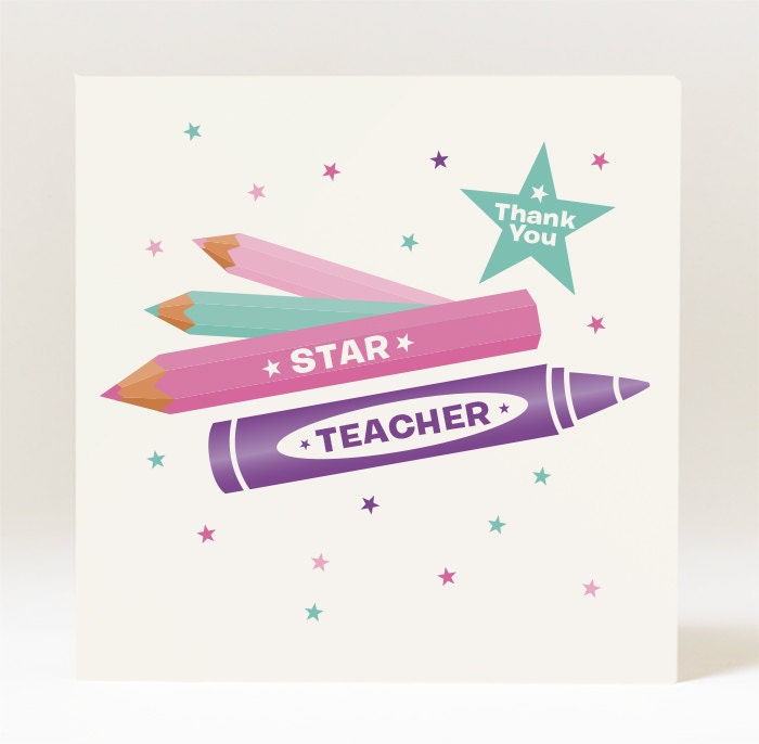 Handmade and Printed Thank You Star Teacher Card - Etsy