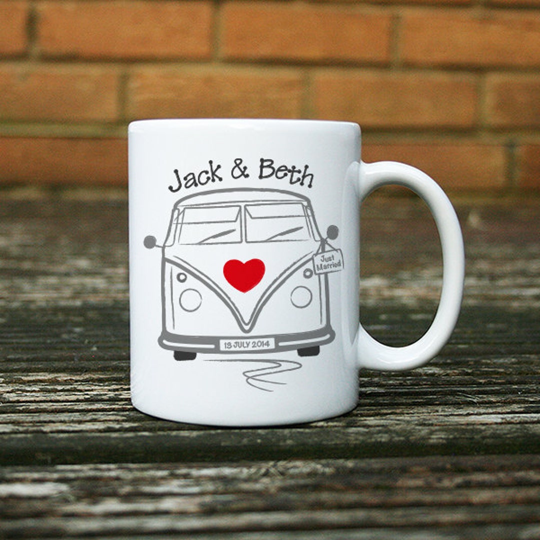 Personalised Wedding Campervan Mug With Names And Wedding Etsy personalised-wedding-campervan-mug-with-names-and-wedding-etsy