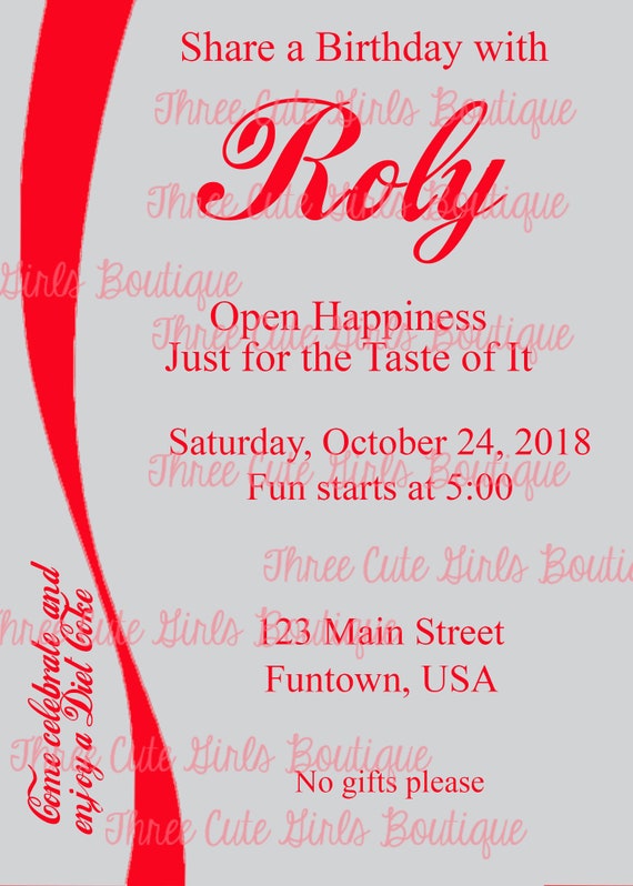 Coca Cola Party Invitations