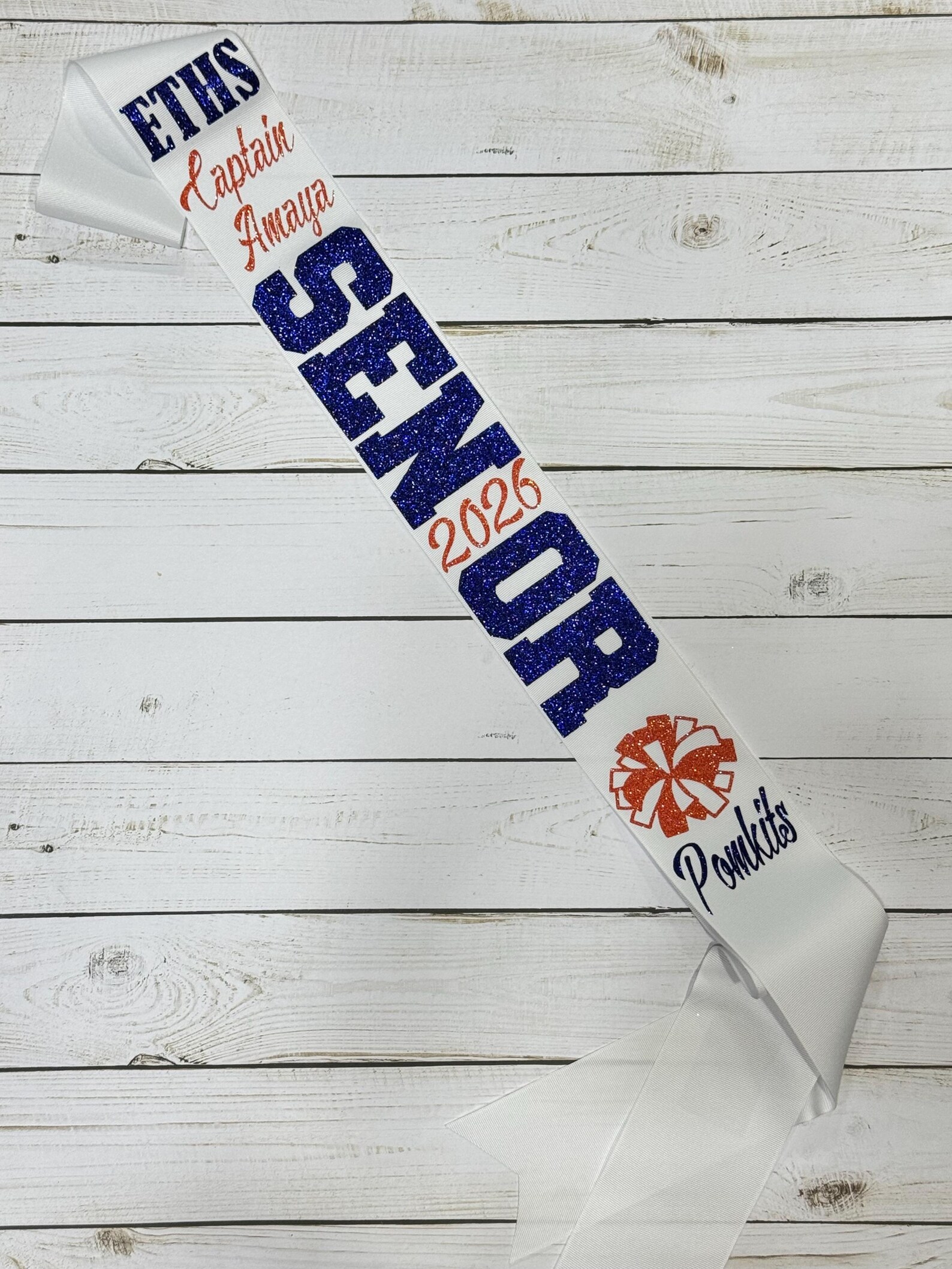 Banda con pompón personalizada premium para estudiantes de último año ...
