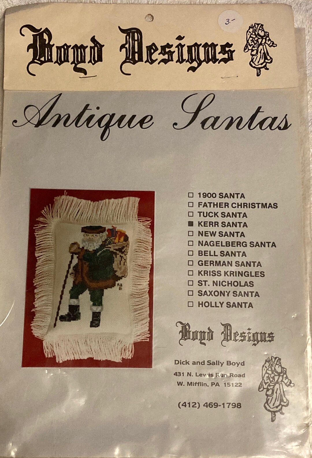 1980s Boyd Designs Vintage Santa Counted Cross Stitch Pattern Antique ...