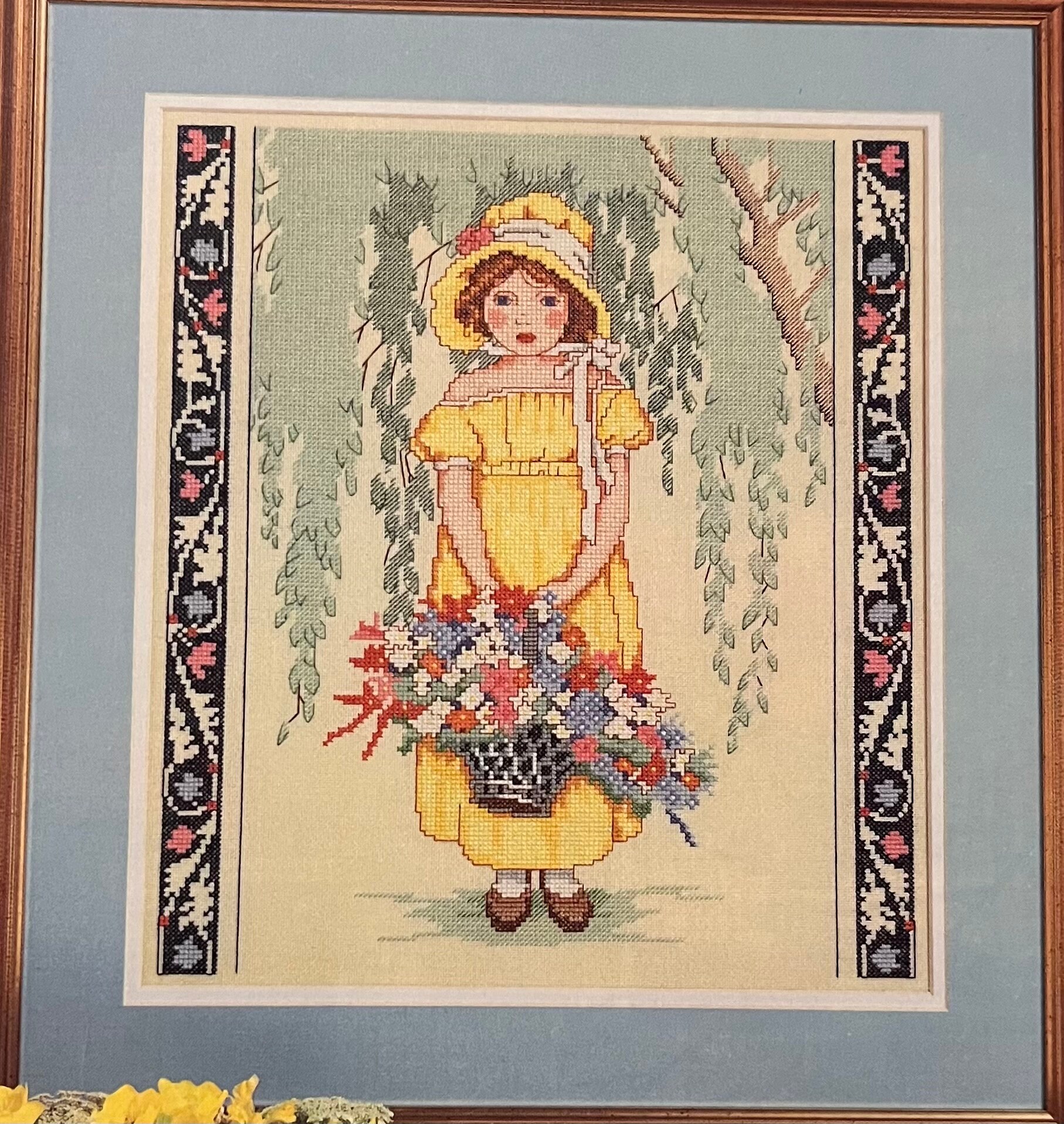 1986 Vintage Dimensions Rebecca Redhead Girl Counted Cross Stitch ...