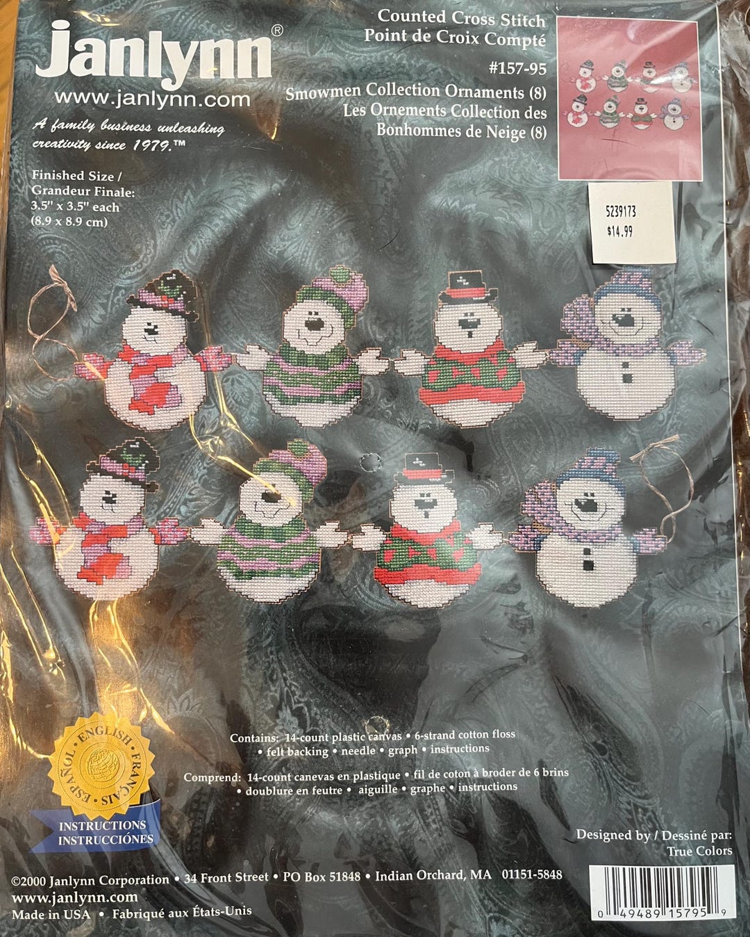 Rare Vintage Janlynn Snowmen Collection Christmas Ornaments Counted ...