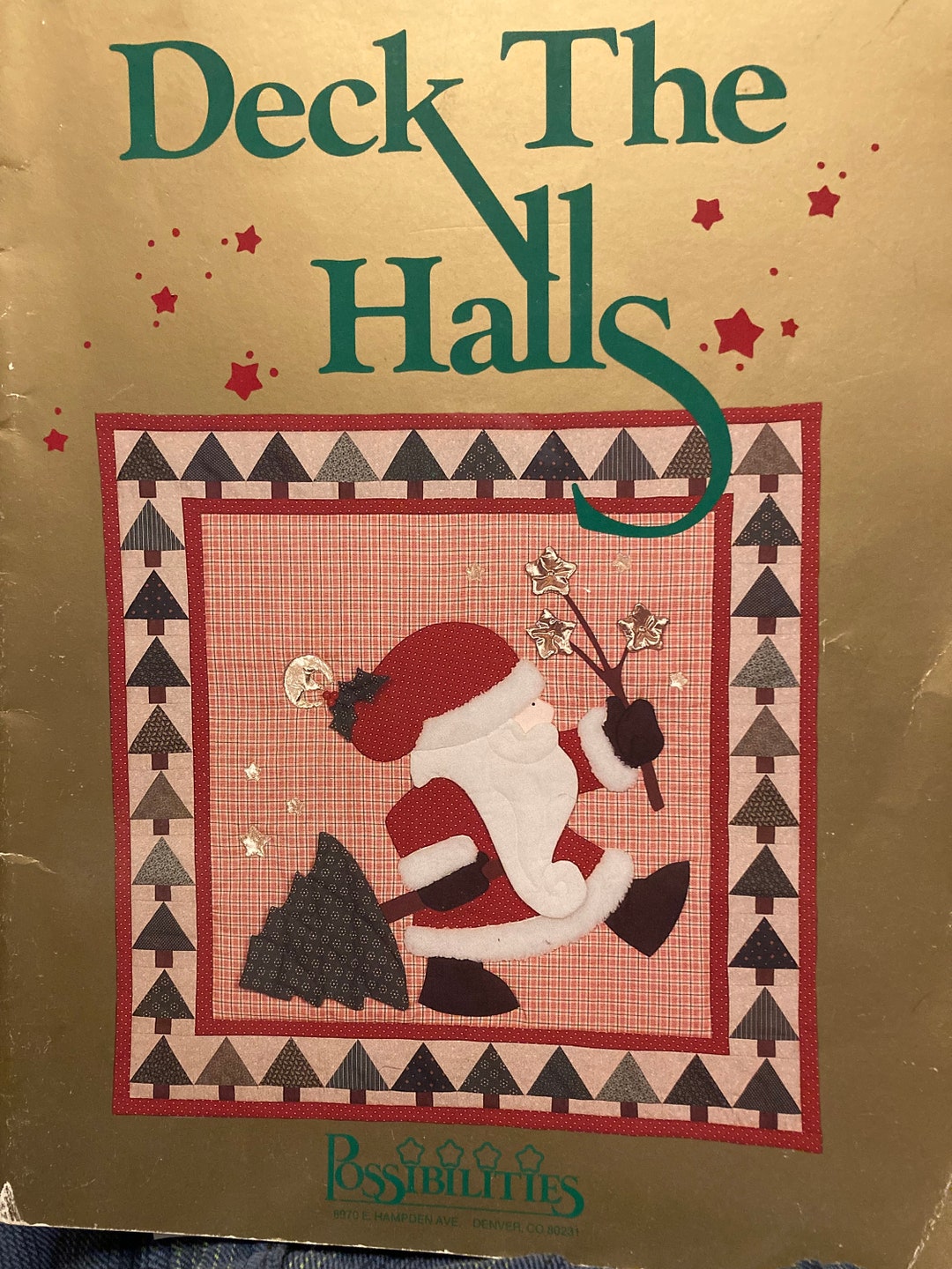 1989 Vintage Quilt Patterns Deck the Halls Christmas Stocking Santa ...
