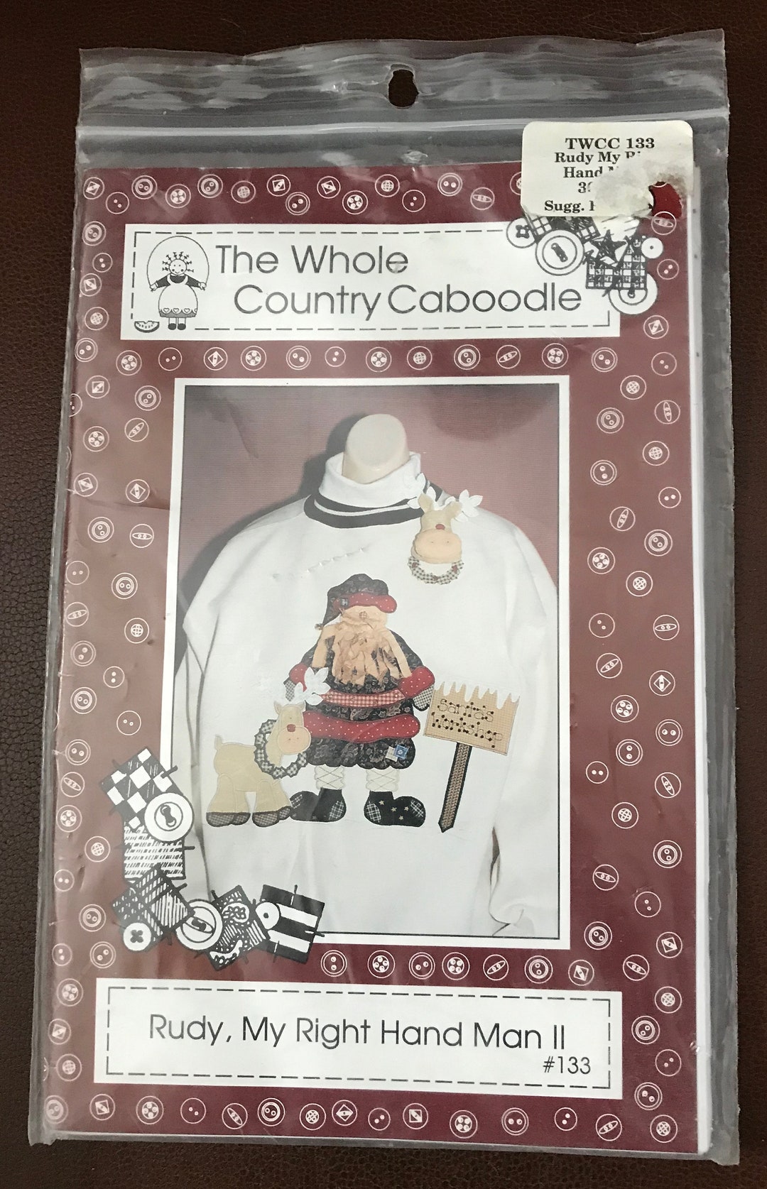 Vintage 1993 Christmas Rudy My Right Hand Man Santa Applique Pattern ...