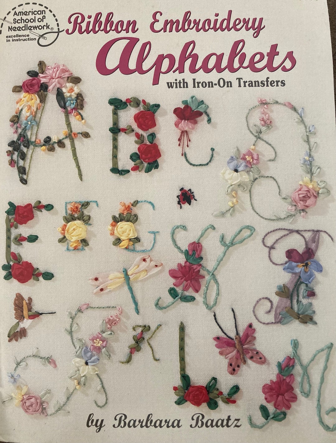 Vintage 1995 Ribbon Embroidery Alphabets Iron-on Transfers Pattern ...