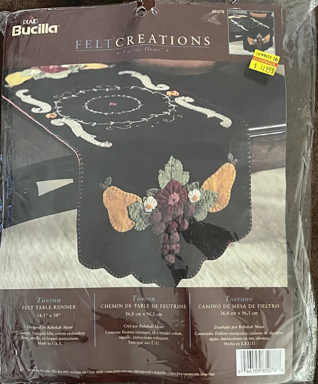 Vintage 2004 Plaid Bucilla Felt Creations Tuscan Felt Table Runner ...