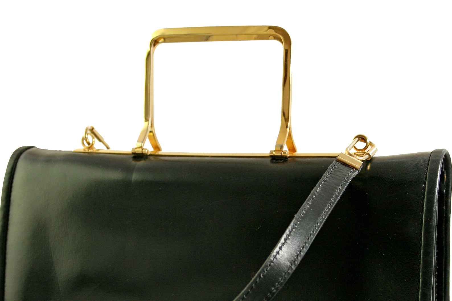 Remys Metal Handle Black Leather Handbag - Etsy