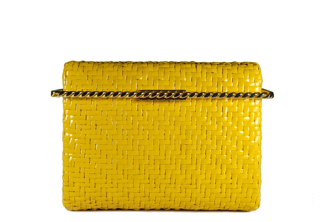 RODO Mustard Yellow Wicker Vintage Clutch - Etsy