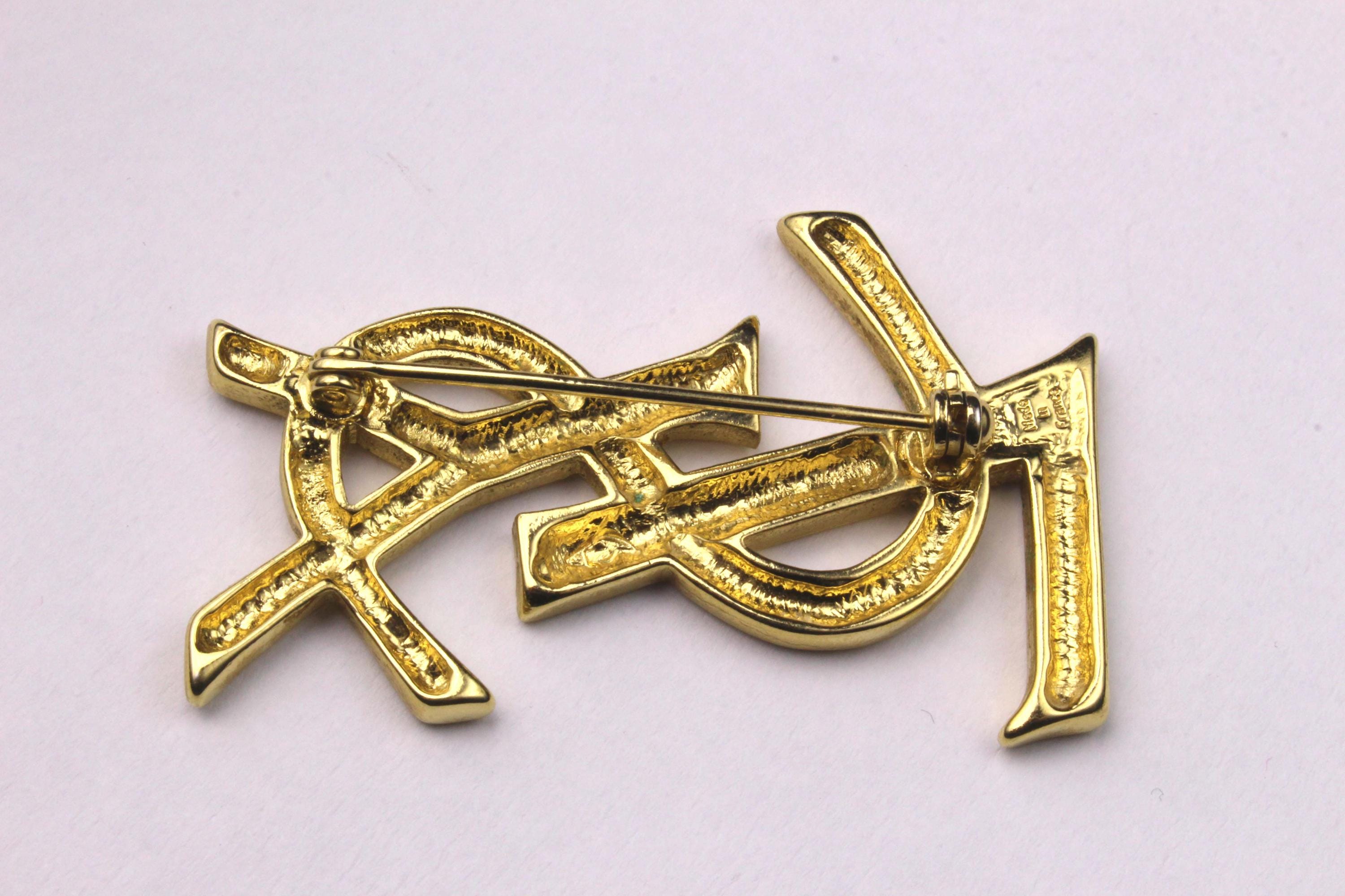 YVES SAINT LAURENT Iconic Logo Vintage Brooch - Etsy YVES SAINT LAURENT Iconic Logo Vintage Brooch - Etsy