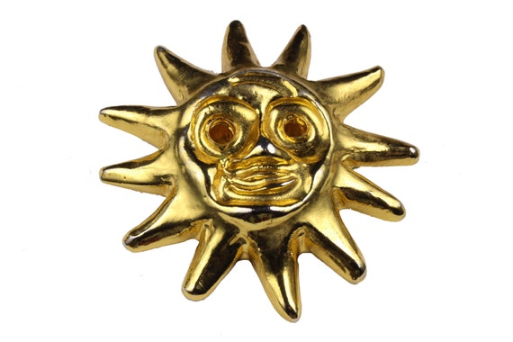 CHRISTIAN LACROIX Vintage Large Sun Face Brooch - Gem