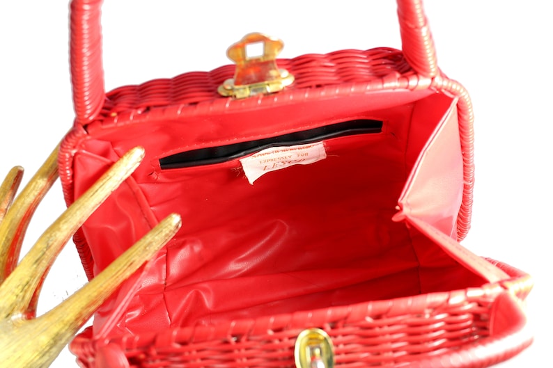 LESCO Vintage Red Plastic Wicker Bag - Etsy
