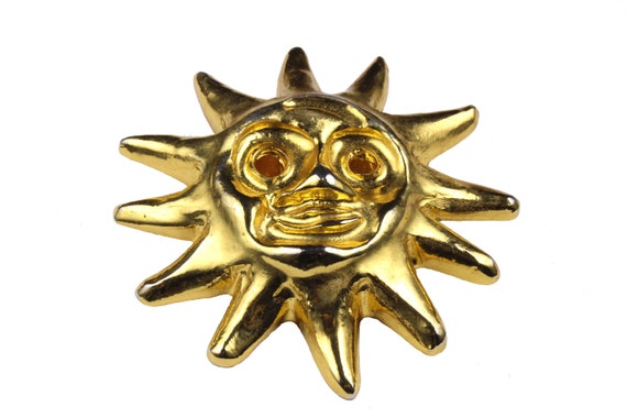CHRISTIAN LACROIX Vintage Large Sun Face Brooch - Gem