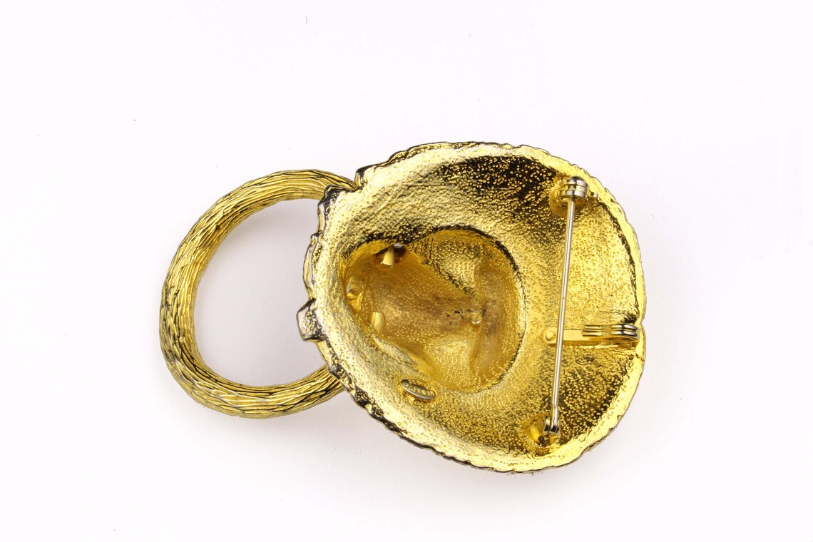 KENNETH LANE Vintage Lion Head Door Knocker Rhinestones Brooch Pendant ...